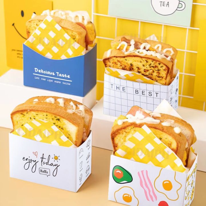 Korean Toast Bread Sandwich Packaging Box Burger Egg Drop Box Sandwich ...