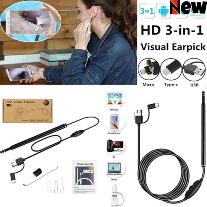 3 In 1 Ear Digging Artifact Ear Cleaner Wax Removal With Light Camera 5 ...