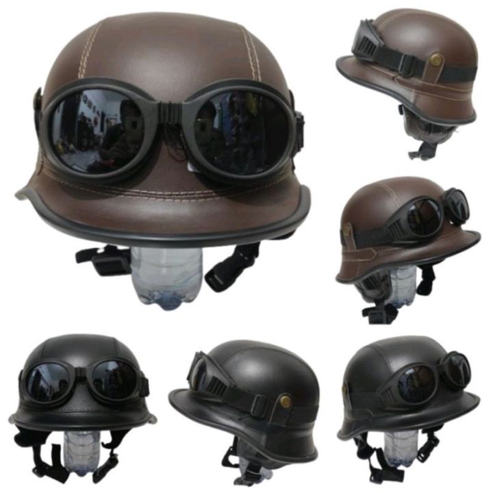 HELM NAZI POLOS / HELM KULIT NAZI + KACA MATA | Lazada Indonesia
