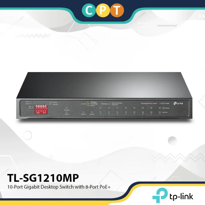 TP-Link TL-SG1210MP 10-Port Gigabit Desktop Switch with 8-Port PoE+ ...