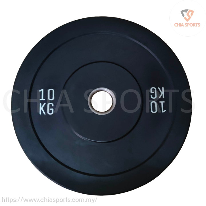 BLACK RUBBER Bumper Plate 10KG 50mm Olympic Weightlifting Bodybuilding ...