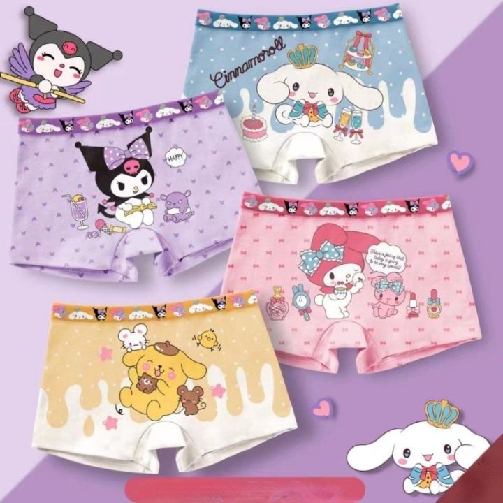 4PCS Kuromi Children's Underwear Sanrio Anime Cartoon Cinnamoroll Print ...