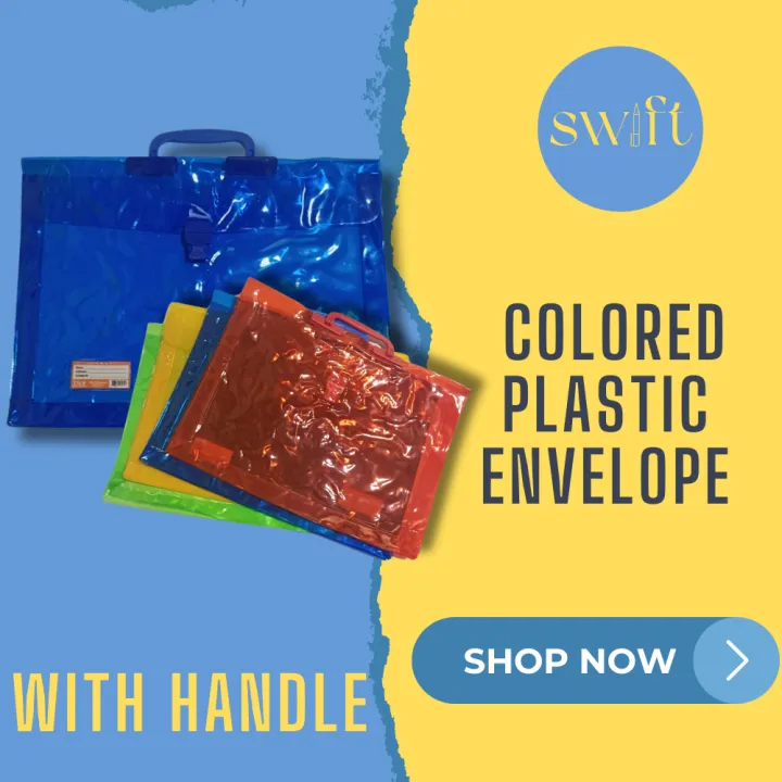 Colored Expanded Plastic Envelope with Handle | Red, Blue, Yellow ...
