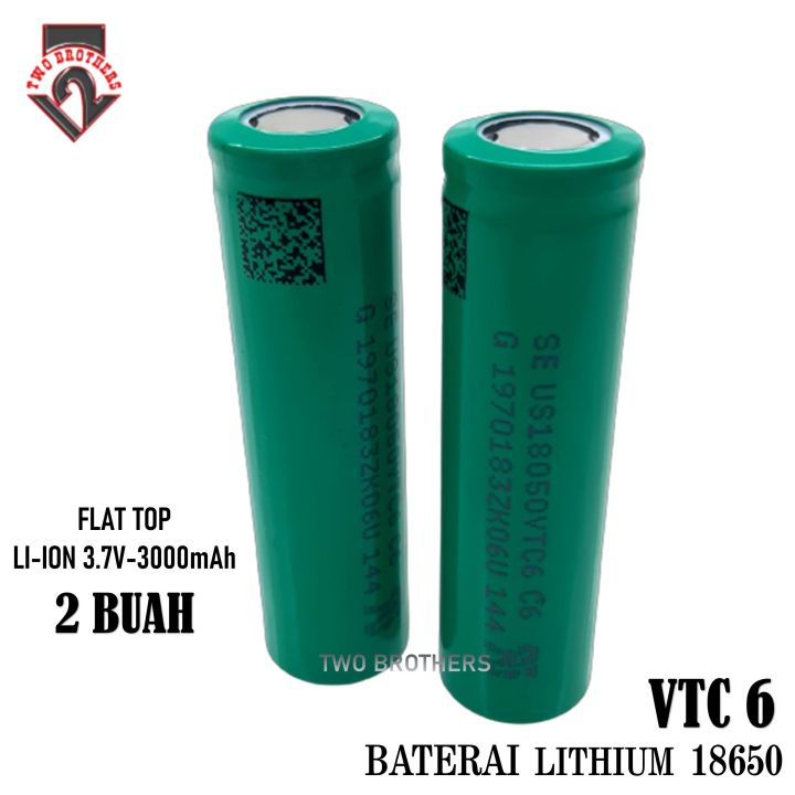Baterai Charger Lithium 18650 Flat Top Li-Ion 3.7V-3000mAh Harga 2 Buah ...