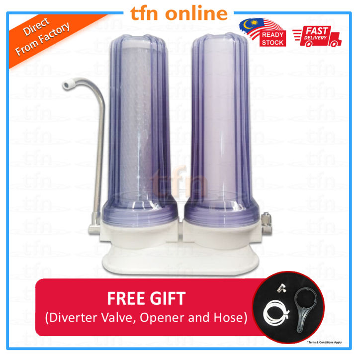 TFN Double Water Filter, Counter Top Double Stage Water Filtration,Two ...