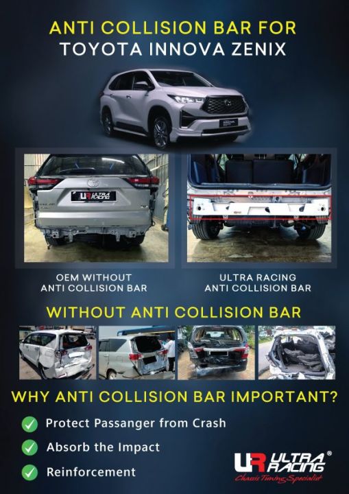 Toyota Innova Zenix – ULTRA RACING Rear Anti-Collision Bar (2 Points ...