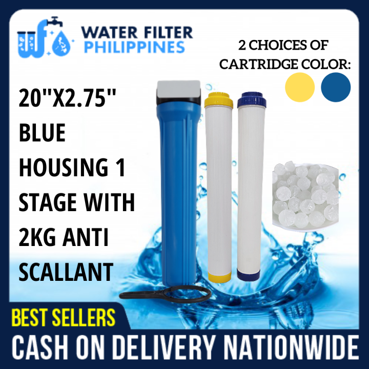 Water Filter 20" x 2.75" 1 Stage Blue Housing with 2KG Anti Scallant ...