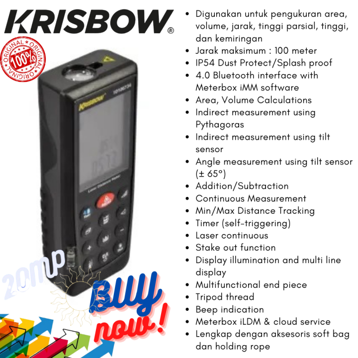 Meteran Laser Digital Pro Krisbow LASER DISTANCE METER 100M PRO ...