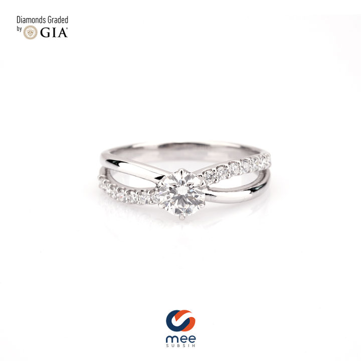 แหวนเพชรทรงไขว้ 0.51 กะรัต Color F(98) VS1 Triple Excellent (3EX) เซอร์ ...