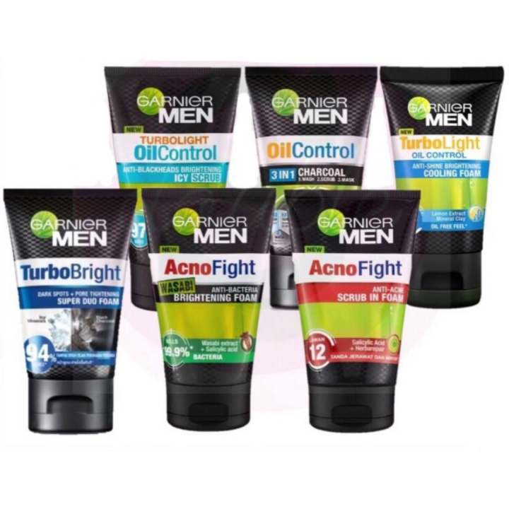 Garnier Men Facial Foam/ Scrub / Cleanser 100ml Pencuci Muka Lelaki ...