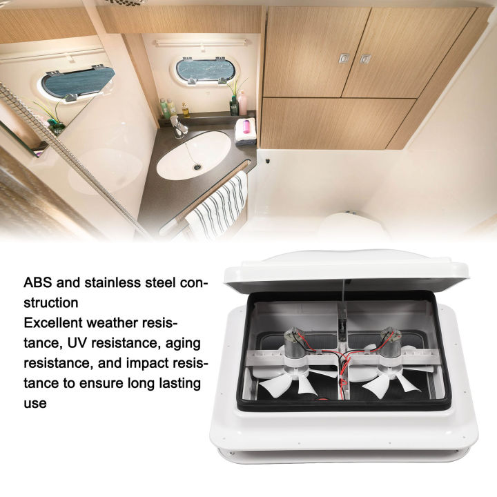 RV Roof Vent Fan 13.39in Stainless Steel Dual Inlet and Outlet Air ...