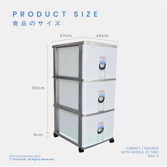 Toyogo 3T Large Storage Drawer With Wheels 805-3 (175L) | Lazada