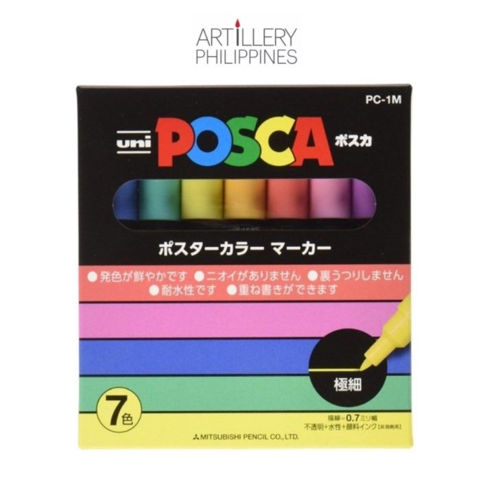 Uni Posca Pastel Set of 7 Markers Acrylic Pastel Paint [PC-1M7C, PC ...