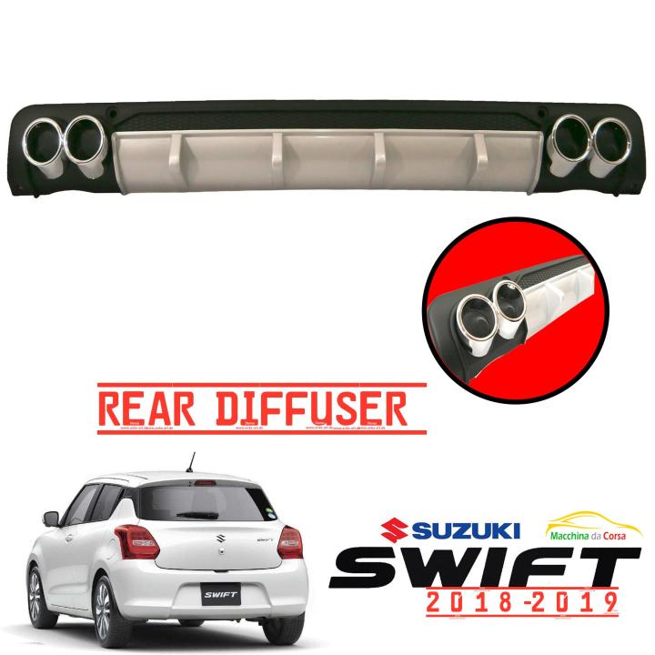Suzuki Swift 2018-2019 Rear Diffuser (Black with Silver) | Lazada PH