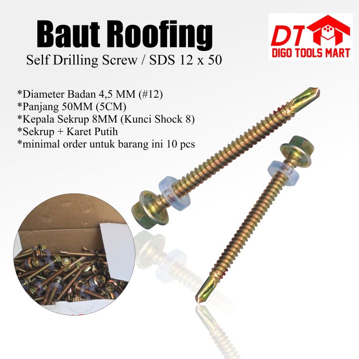 Baut Ruping Screw Roofing Baut Baja Ringan 12x50 | Lazada Indonesia