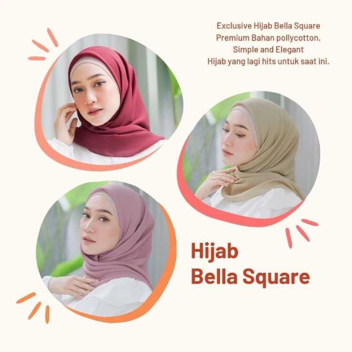 Hijab Segi Empat Poly Cotton 1, Jahit Tepi, Plain hijab, Bella Square ...