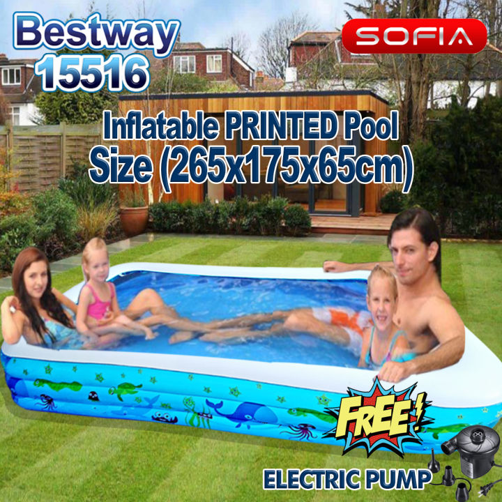 Sofia Bestway 15516 INFLATABLE SWIMMING POOL WITH ELECTRIC AIR PUMP | Lazada PH