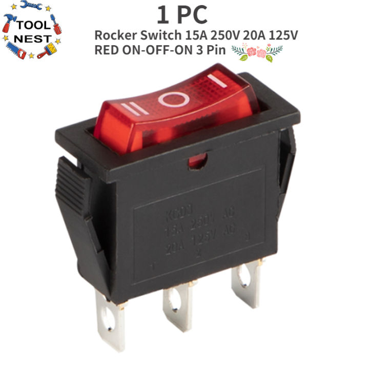 Tool Nest Rectangular Rocker Switch 20A 125V 3 Pins Car Electrical ...