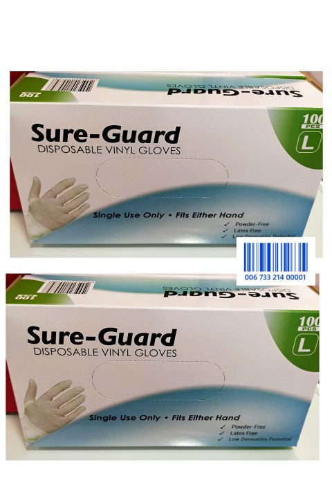 Sure-Guard Vinyl Gloves Large 100 pcs x 2 box ( 200 pcs) | Lazada PH