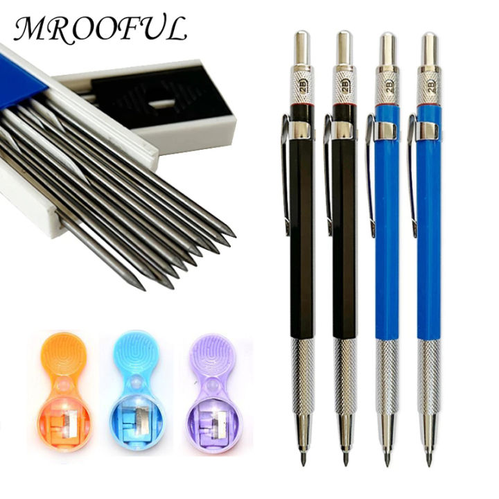 2.0mm Mechanical Pencils Set with Lead Refills Creative 2B Art Sketch ...