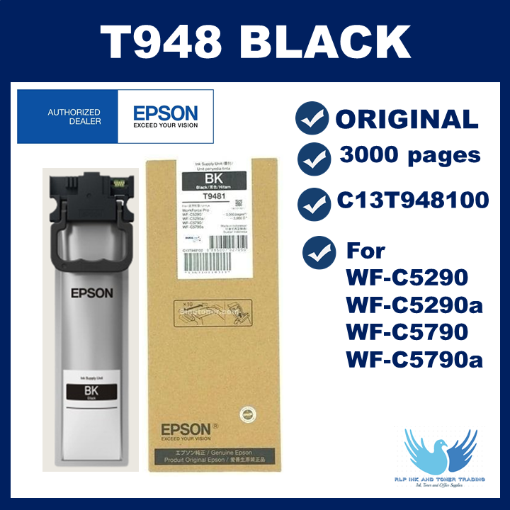 Epson T948 Black Original Ink for EPSON WF-C5290 and WF-C5790 C13T948100 | Lazada PH