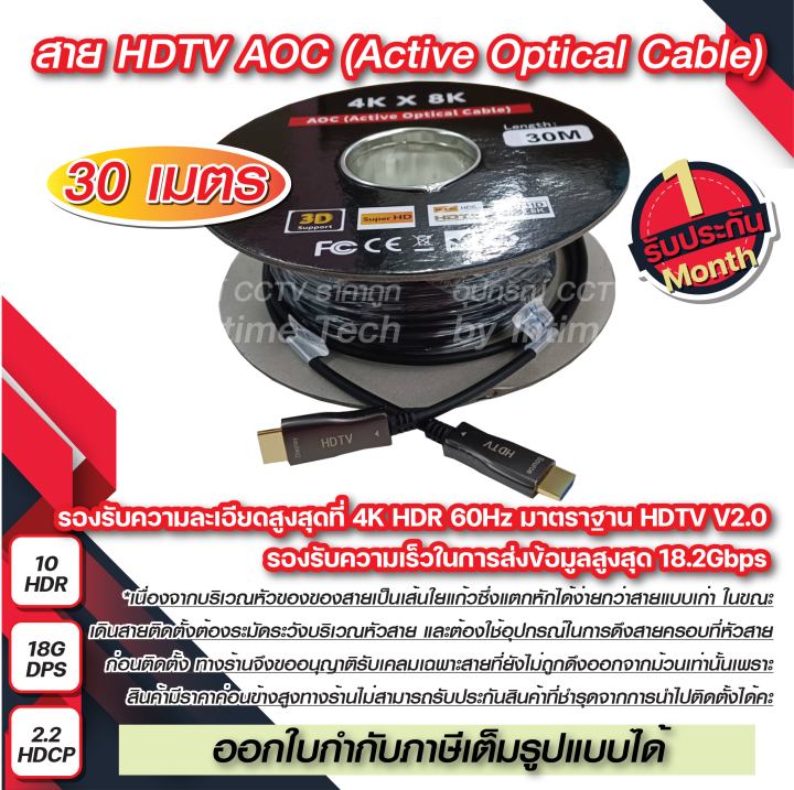 สาย เอชดีเอ็มไอ HDTV Fiber AOC (active optical cable) hdmi ยาว 30m ...
