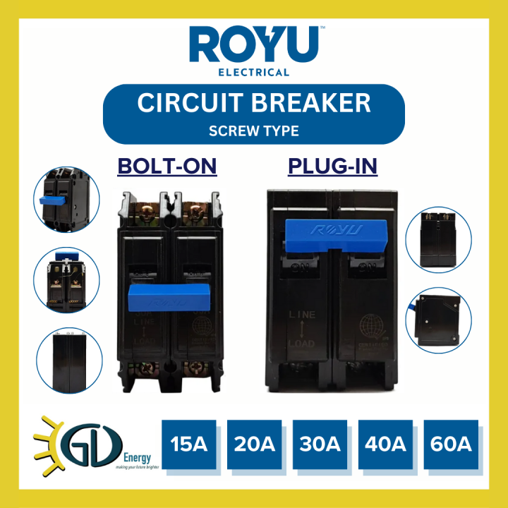 Royu Circuit SAFETY BREAKER (PLUG IN or BOLT ON) 15A 20A 30A 40A 60A ...