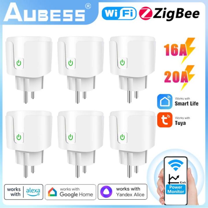 Aubess WiFi/ZigBee Smart Plug Socket EU 16A/20A With Power Monitor For Tuya Smart Life Yandex ...