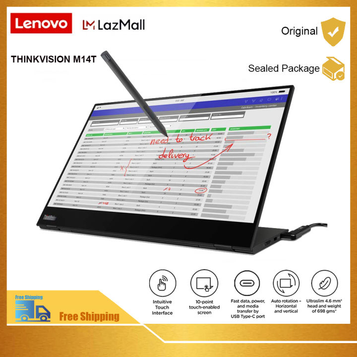 Original ThinkVision M14t 14inch USB-C Mobile Monitor with Touch Screen ...