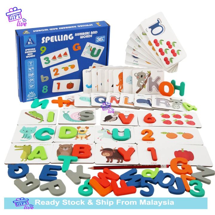 Matching And Spelling Game Alphabet Flashcards Wooden Letter Blocks ...