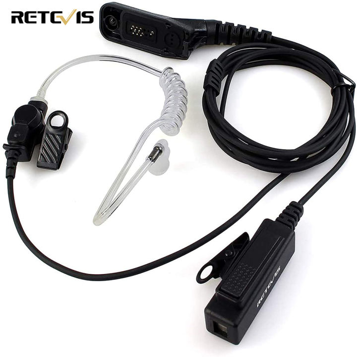Retevis 2 Way Radio Earpiece with Mic 2 Wire Surveillance Acoustic Tube ...