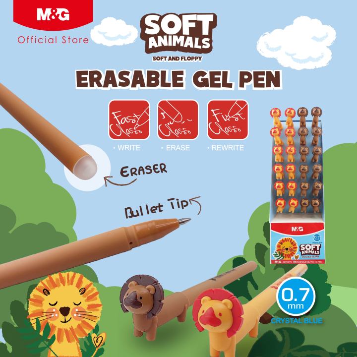 M&G Erasable Gel Pen – Brave Lion | Soft Animals Series | 0.7mm Crystal ...