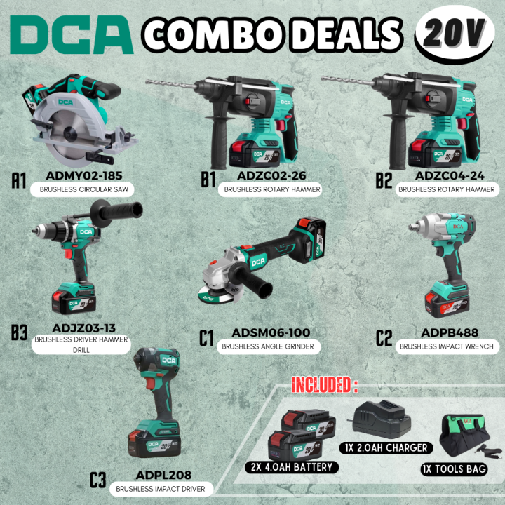 DCA 20V CORDLESS POWER TOOLS COMBO SET | Lazada