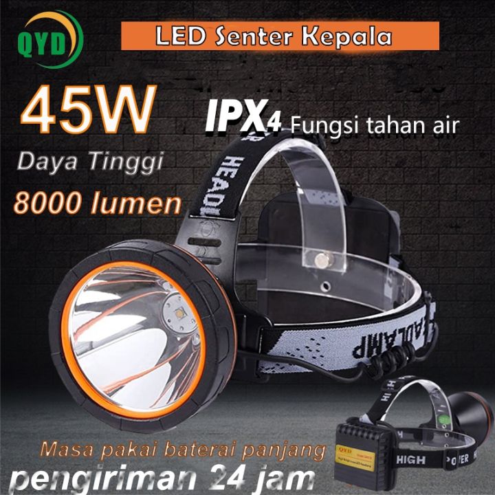 QYD Senter Kepala Semi-split LED super Terang IPx4 Tahan Air ...