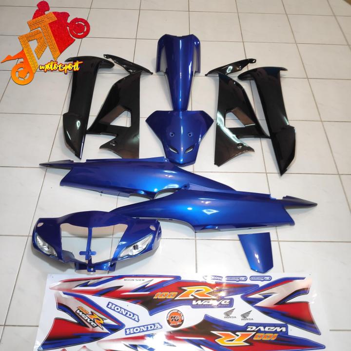 Honda Wave 100R Cover Set Blue/Black- Sticker Complete | Lazada