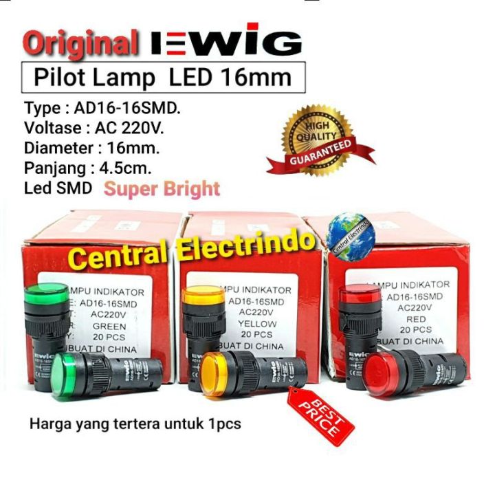 Pilot Lamp LED 16mm EWIG AC 220V AD16-16SMD Super Bright. | Lazada ...