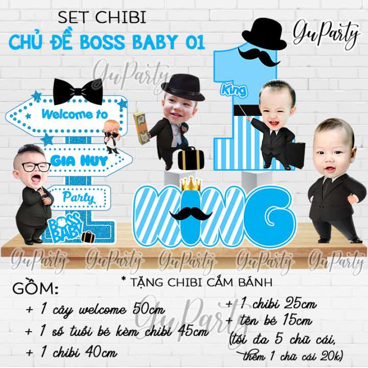 Combo Chibi Sinh Nhật Thiết Kế Cho Bé Chủ Đề Boss Baby Bé Trai | Lazada.vn