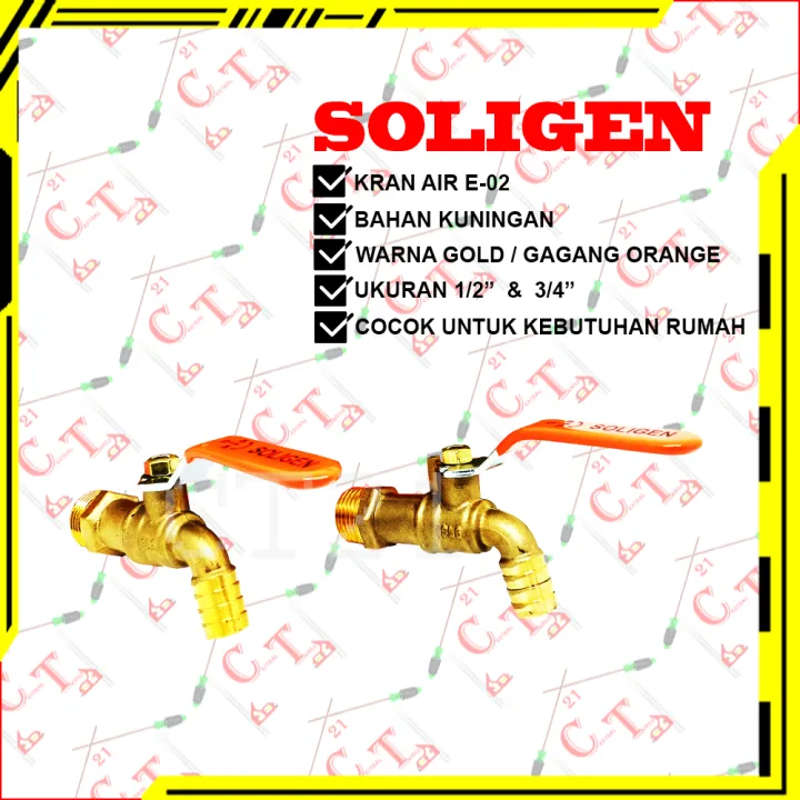 Soligen Kran Air Kuningan Gagang Panjang E02 Keran Bak Air | Lazada ...