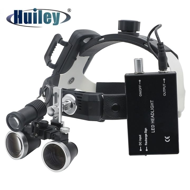 2.5X 3.5X Dental Loupe Head Wearing Binocular Magnifier Adjustable 5W ...