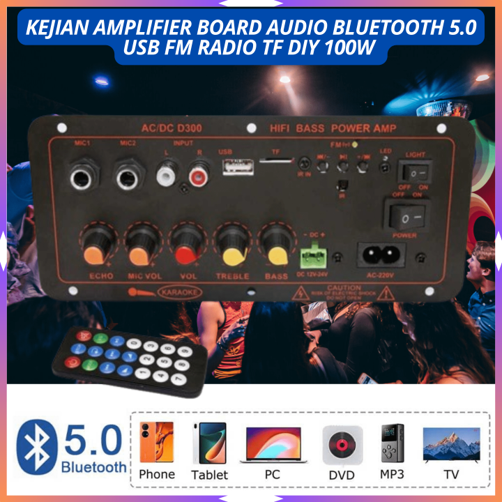 STOK READY Kejian Amplifier Board Audio Bluetooth 5.0 USB FM Radio TF DIY 100W / ampli bluetooth ...