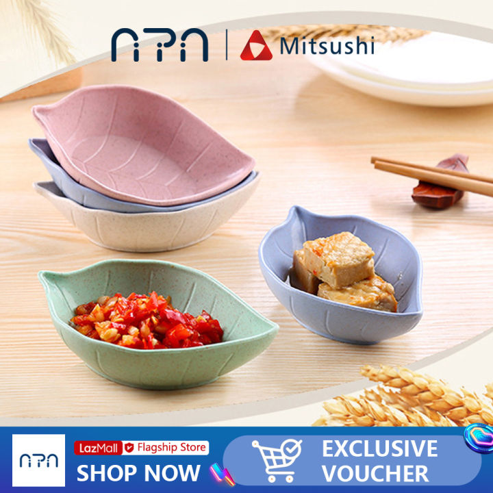Nipiin Colorful Leaf Shape Seasoning Dish Wheat Straw Sauce Plate ...