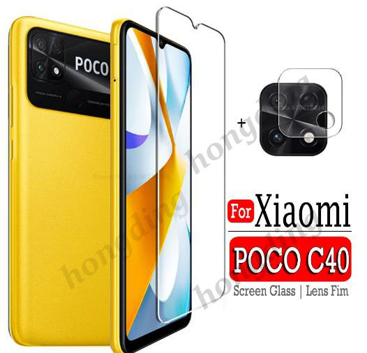 POCO C40กระจกนิรภัยที่มีขอบสีดำป้องกันหน้าจอสำหรับ Xiaomi Poco C40ทั่ว ...