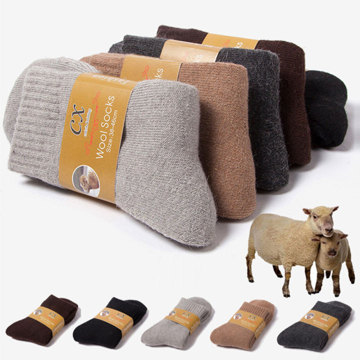 1 Pairs Winter Warm Women Socks Wool Male Men Socks Super Thicker Solid ...