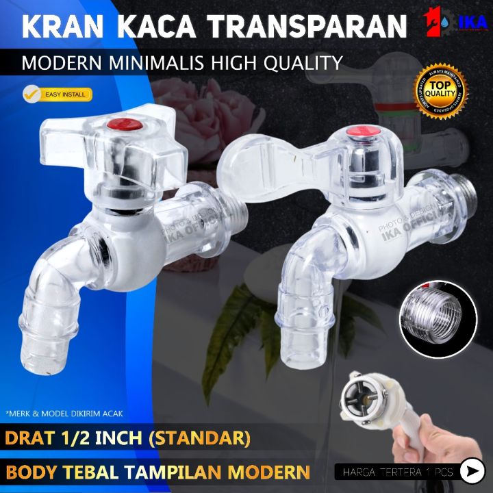 Kran/Keran Air Taman Engkol Multi Full Transparant 1/2 inch / keran kaca 1/2 inch / Kran TOPI ...