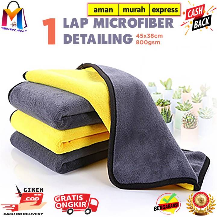 Lap Microfiber Tebal Lembut 2 Warna Anti Lecet/ Lap Mobil Motor ...