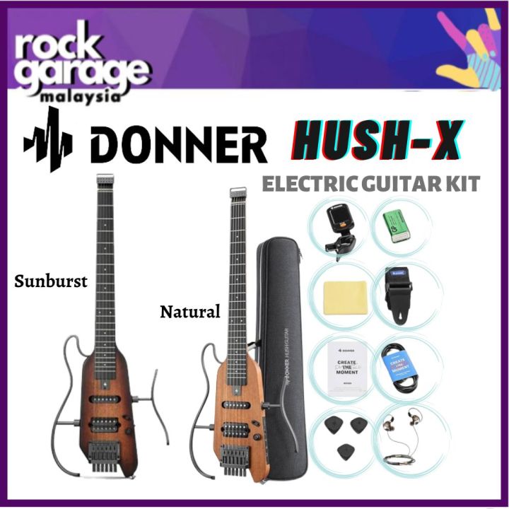 Donner HUSH-X Electric Guitar Kit - Sunburst / Natural ( HUSH X / HUSHX ...