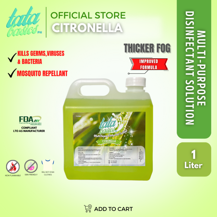 1L CITRONELLA | MULTI PURPOSE DISINFECTANT SOLUTION | FOR FOGGING, MISTING AND SURFACE CLEANER ...