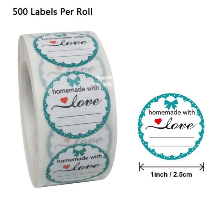 500pcs Homemade with Love Stickers Round Seal Label for Small Shop ...