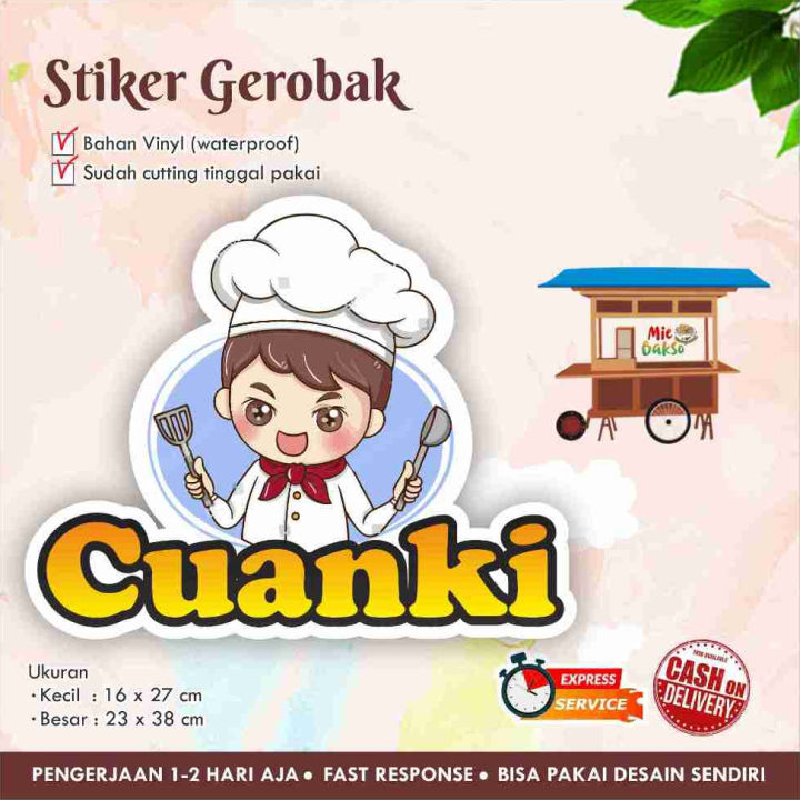 STIKER KACA GEROBAK VINYL CUANKI / LABEL MAKANAN | Lazada Indonesia