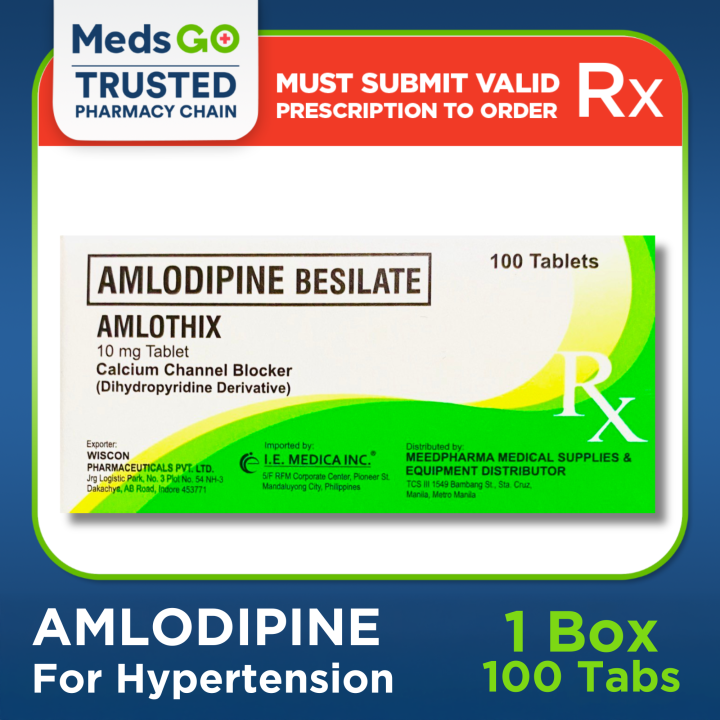 RX: Amlodipine 10mg - 1 Box x 100 Tabs (Amlothix, Philvasc, Norvatrol ...